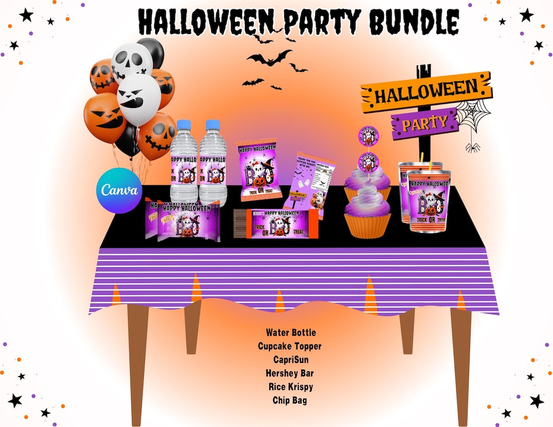 Editable Halloween Party Favors Bundle: Canva Pro Templates (digital ...