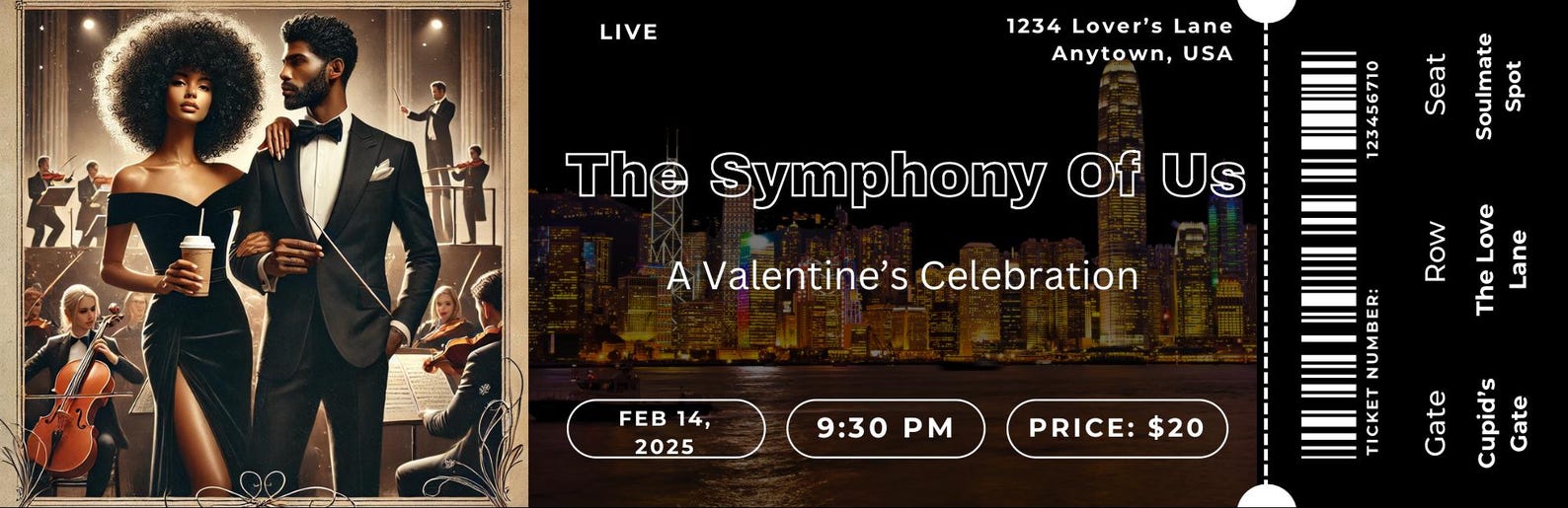 Editable Valentine's Day Concert Ticket Template: Customizable Canva ...