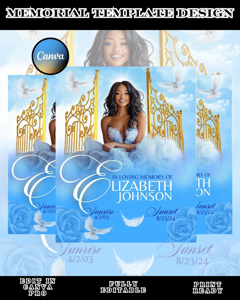 Editable Memorial Design Template| Canva Pro| Fully Customizable ...