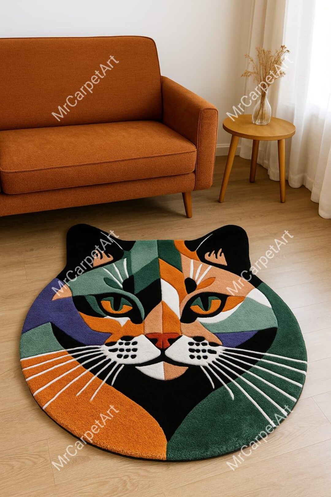 Geometric Cat Face Rug: - Etsy