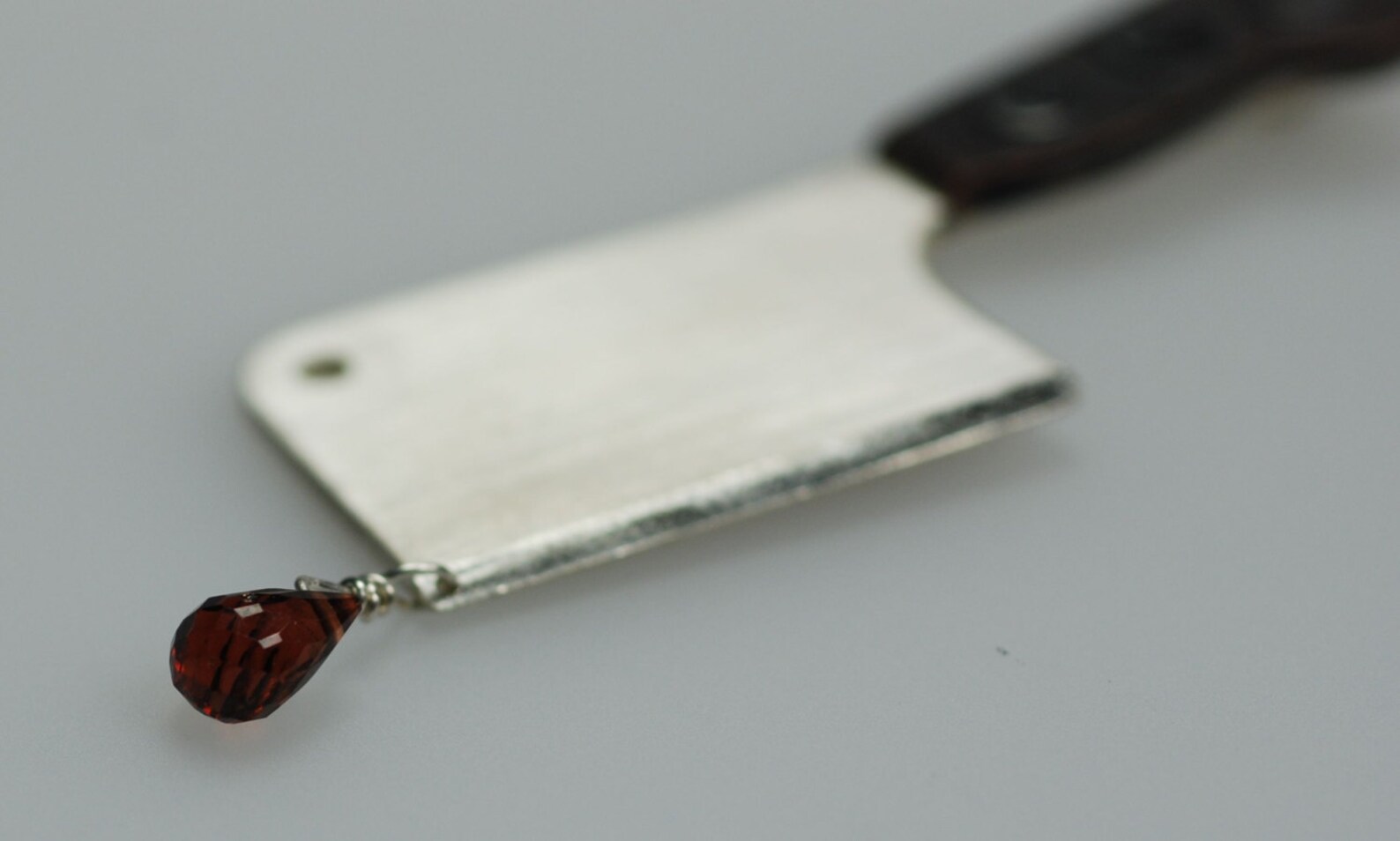 Meat Cleaver Pendant With Garnet Briolette Blood Drop - Etsy