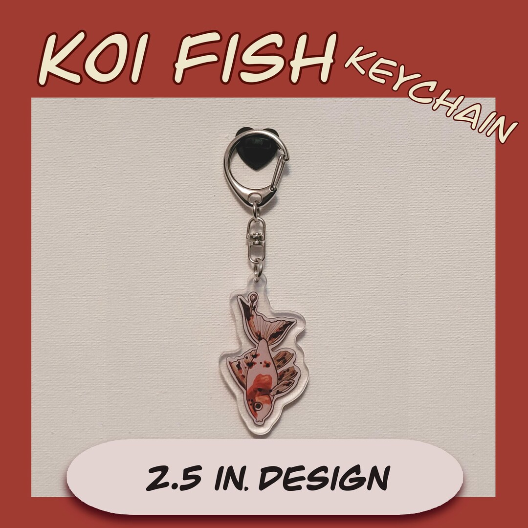 Koi Fish Keychain | 2.5 Inch Acrylic Keychain With Silver Metal Chain ...