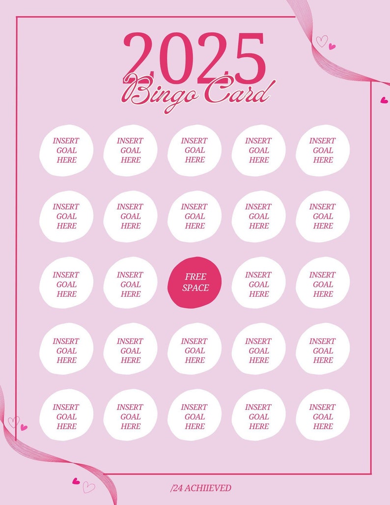 2025 Bingo Card | New Year Goals| Digital Goal Tracker| Vision Board ...