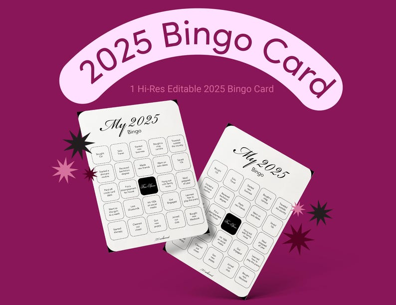 2025 Bingo Card | Vision Board | Bingo Card | Printable Card | New ...