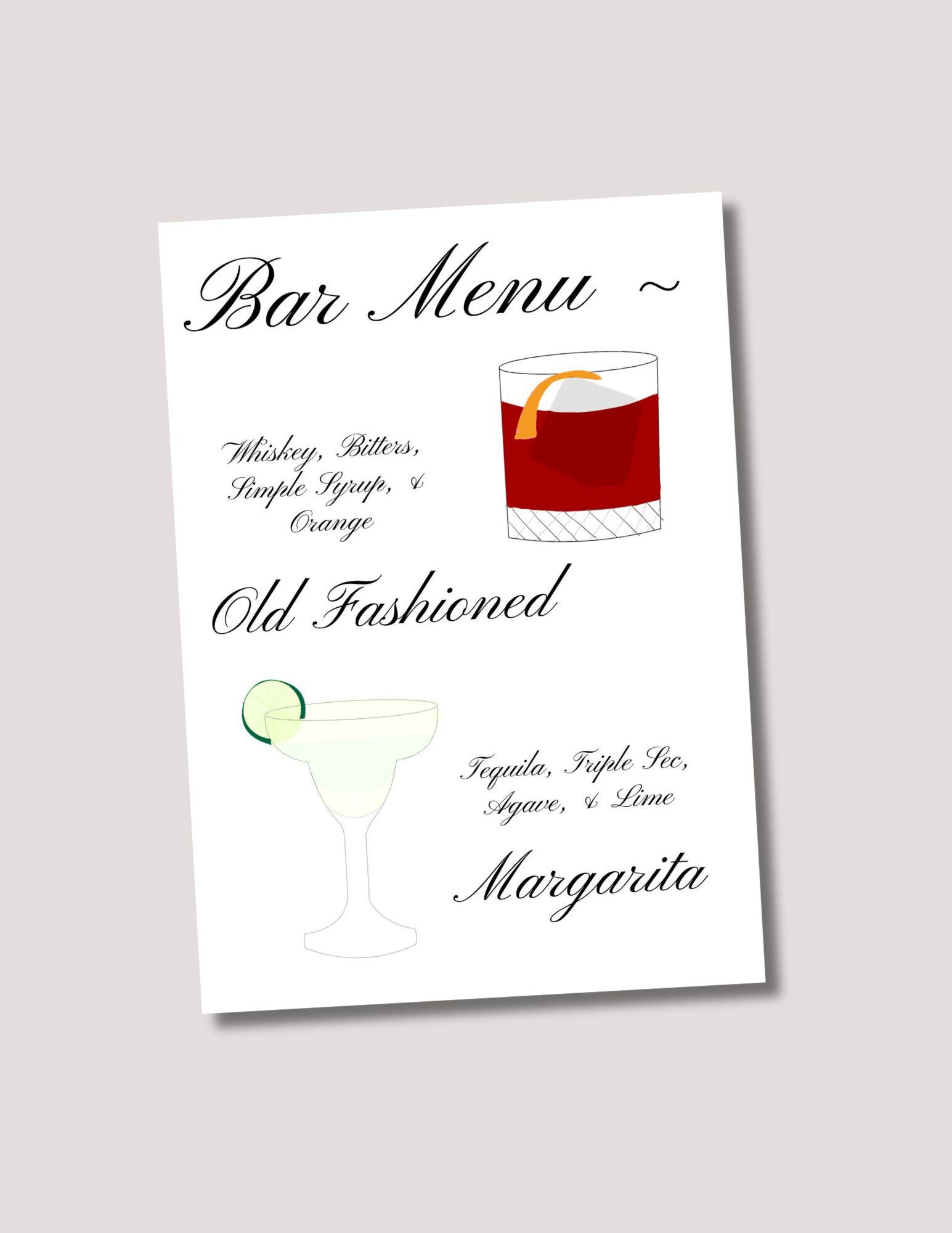 Elegant Bar Menu | Editable & Printable - Etsy