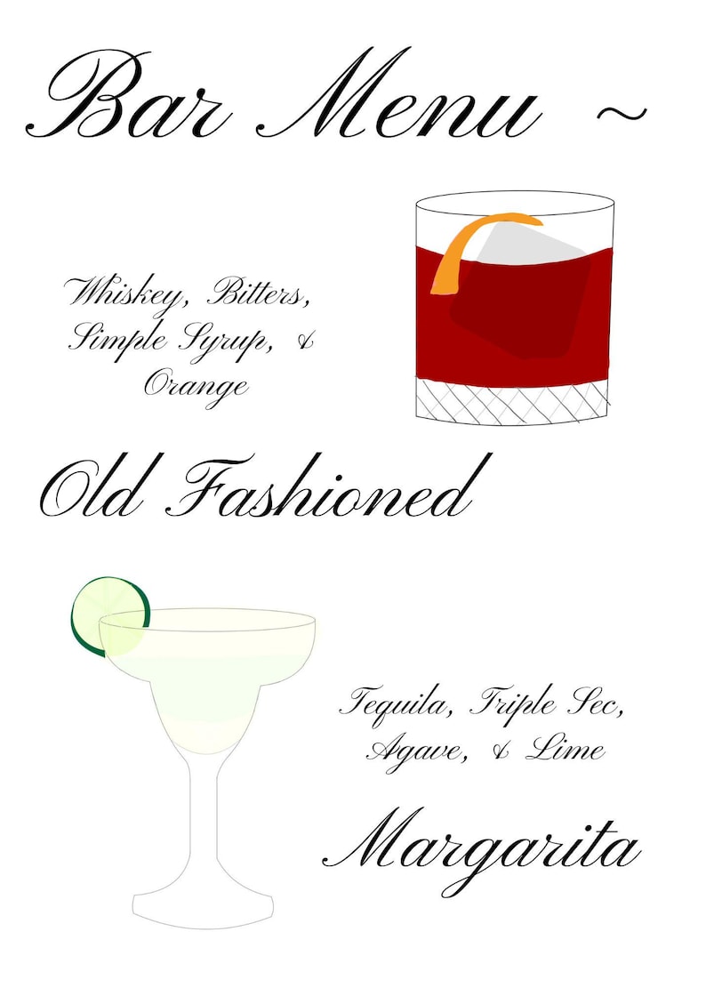 Elegant Bar Menu | Editable & Printable - Etsy