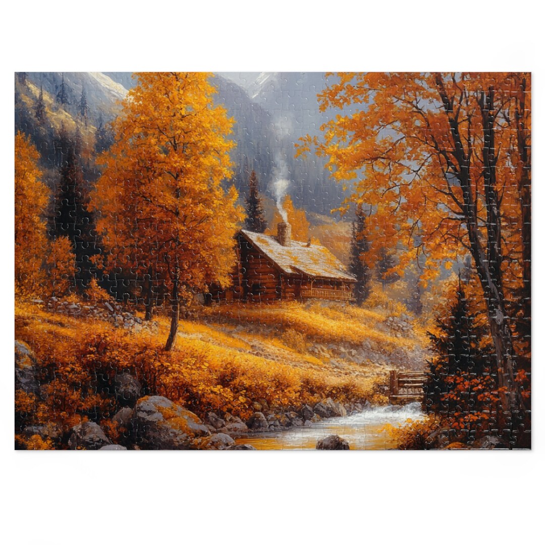 Cozy Cabin in the Woods Jigsaw Puzzle 252, 500,1000 Pieces: Cozy ...