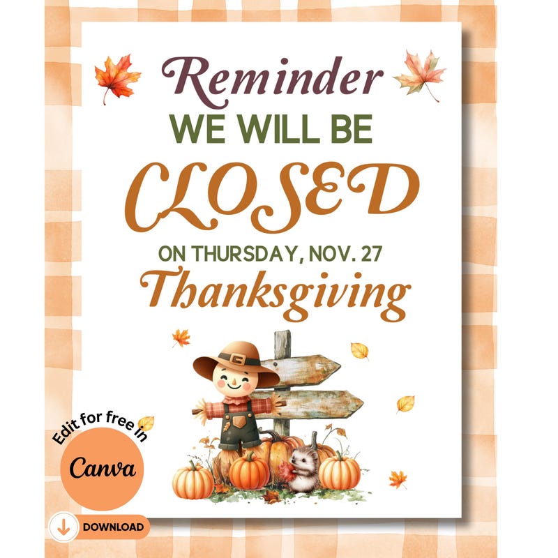 Closed Thanksgiving Sign 2025 - Etsy