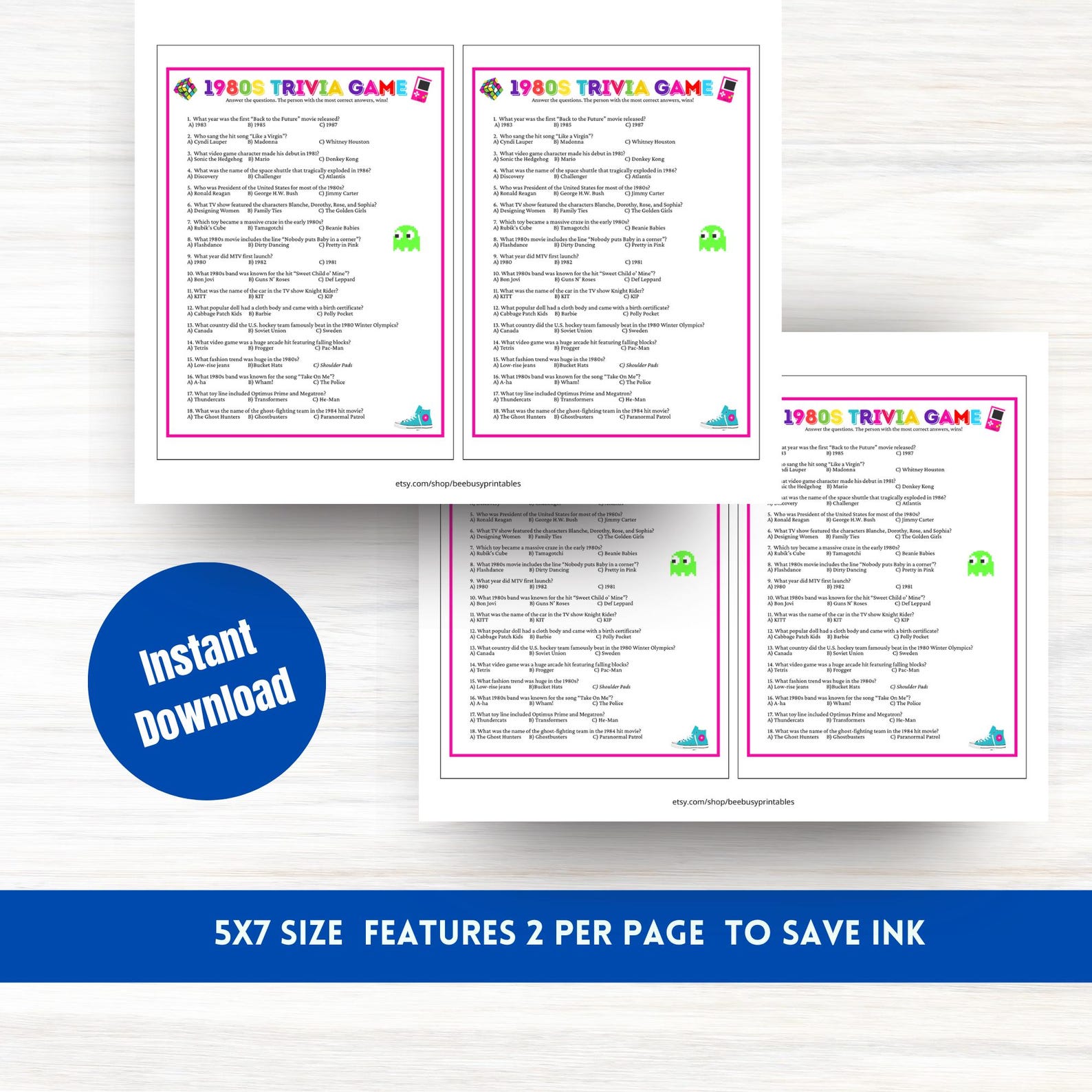 80s Trivia Questions and Answers Printable, 80s Trivia Quiz, Pub Night ...