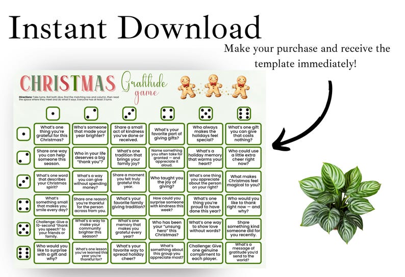 Christmas Dicebreaker Game Printable, Christmas Gratitude Icebreaker ...