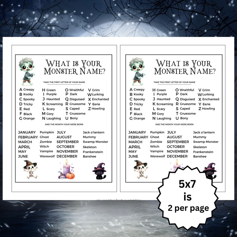 What’s Your Monster Name Game, Printable Halloween Party Game ...