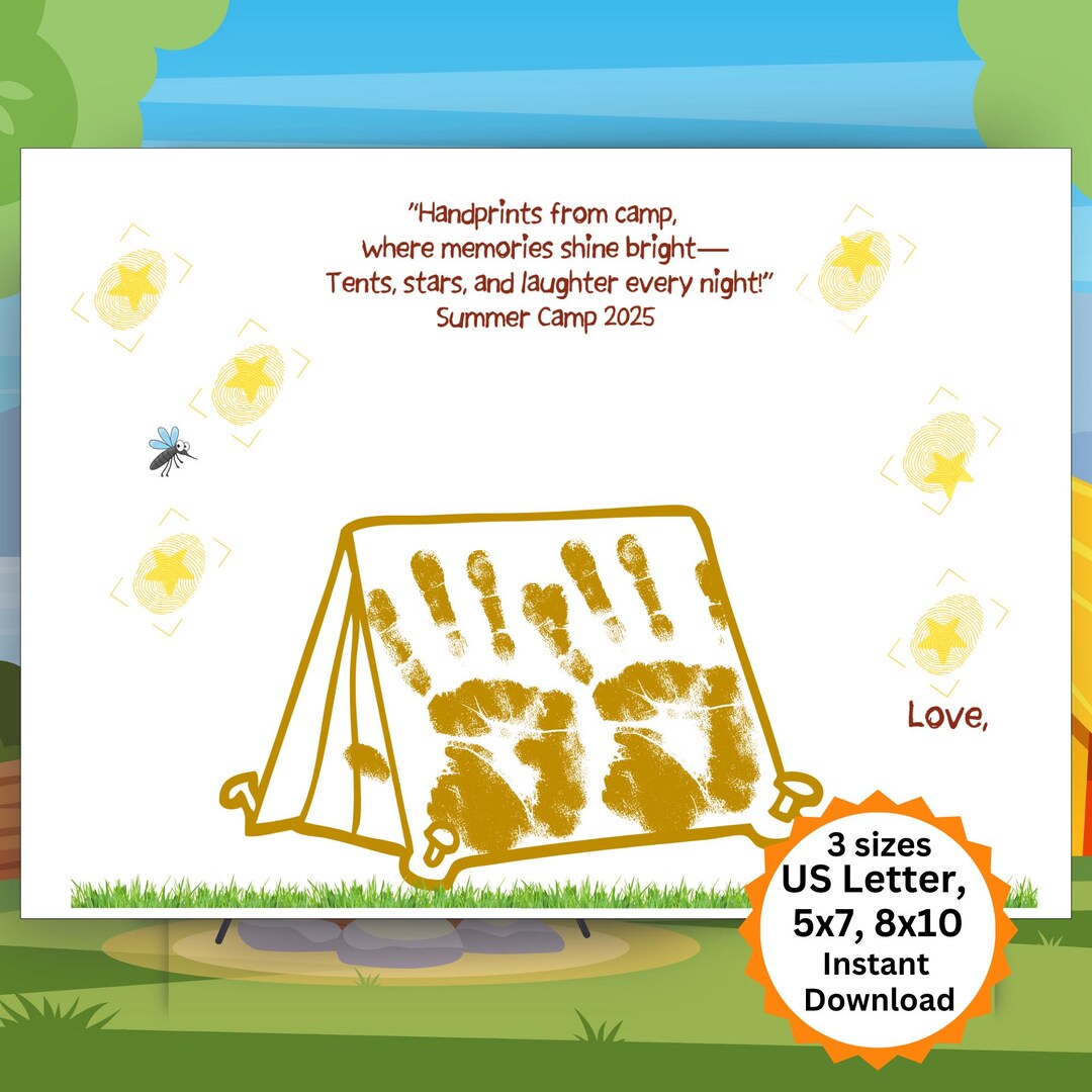 Summer Camp Handprint & Fingerprint Craft Printable, Daycare Crafts for ...