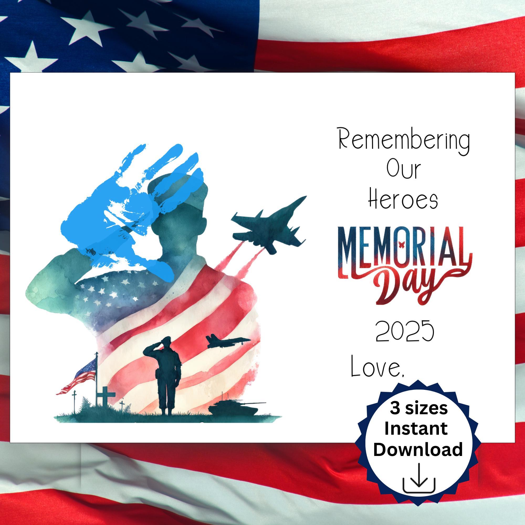 Memorial Day Handprint Craft Printable, Memorial Day Remember Our ...