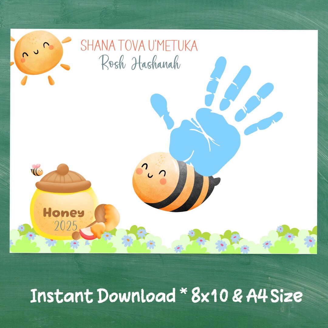 Sweet Rosh Hashanah Handprint Craft Printable, Jewish New Year Activity ...