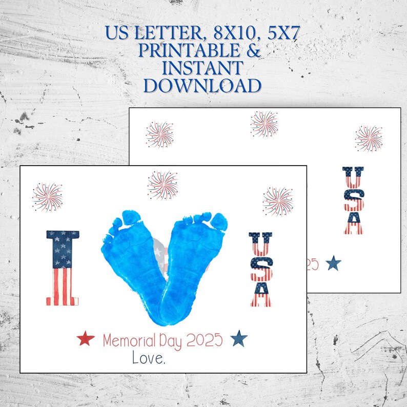 Memorial Day Handprint Art Printable, Memorial Day Footprint Art ...