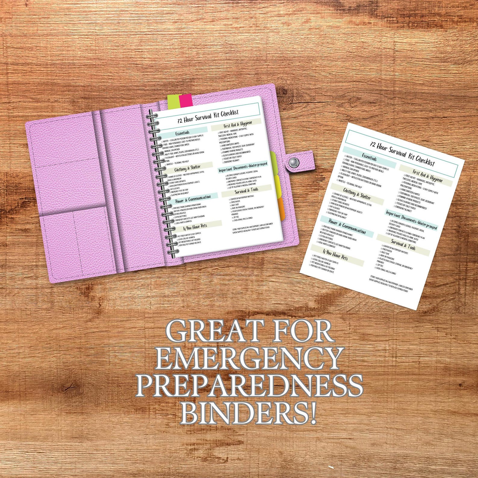 72 Hour Survival Kit Checklist Printable, Emergency Preparedness ...