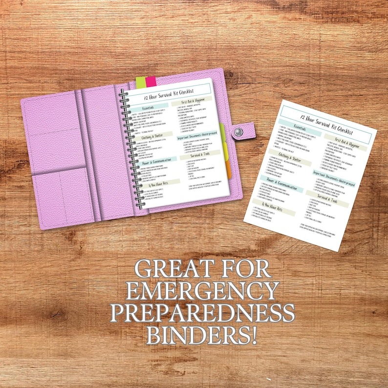 72 Hour Survival Kit Checklist Printable, Emergency Preparedness ...