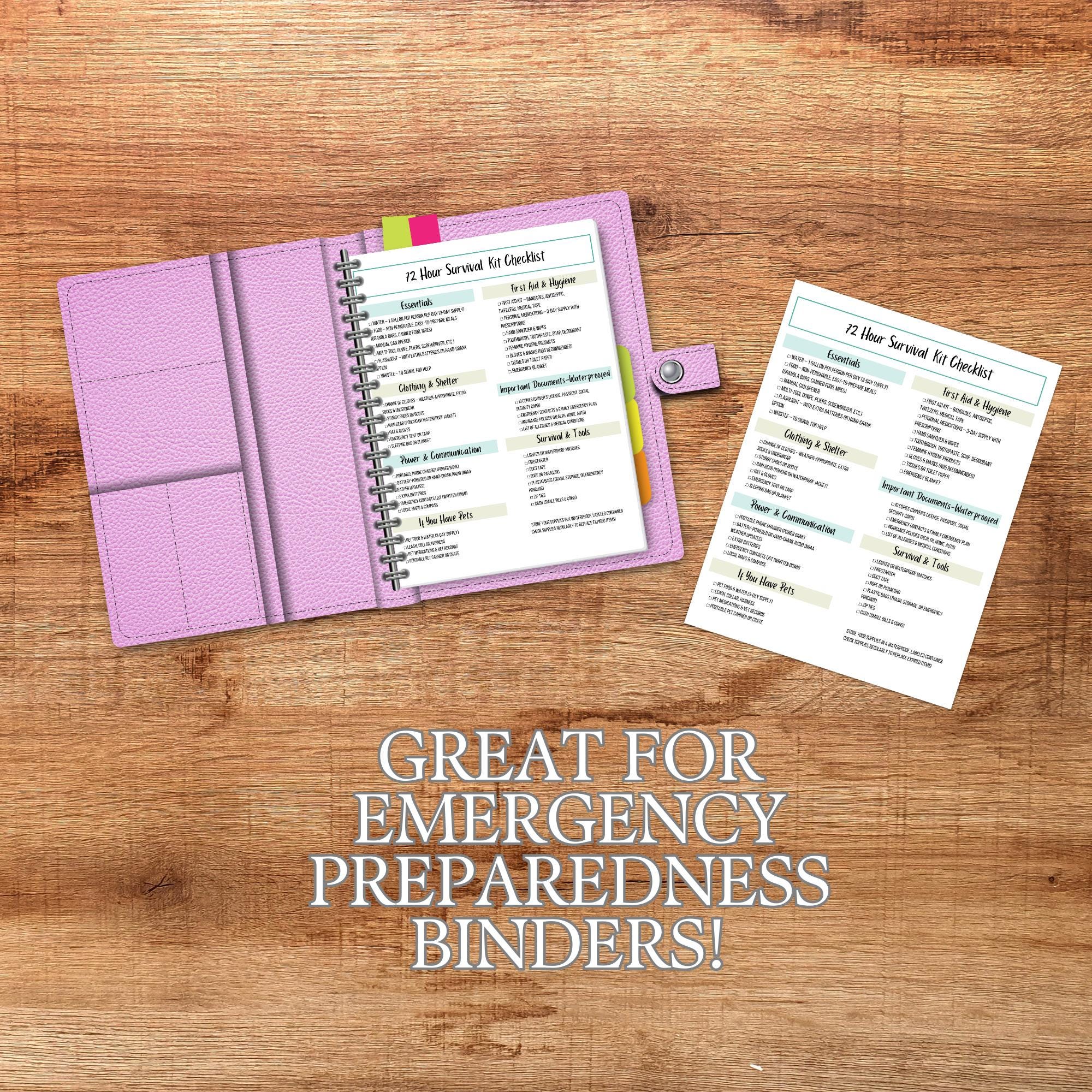 72 Hour Survival Kit Checklist Printable, Emergency Preparedness ...