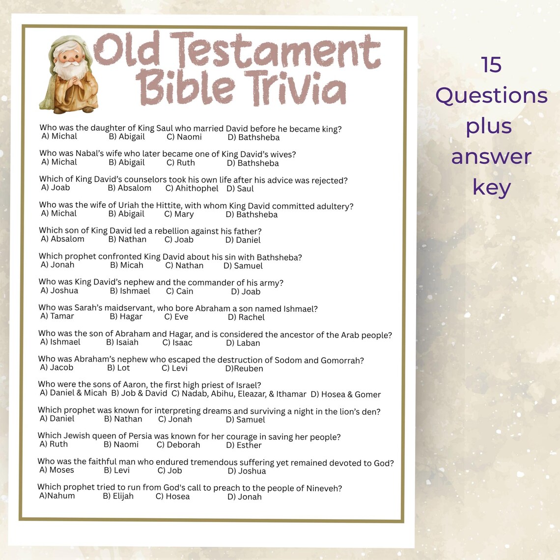 Old Testament Bible Trivia Game: Christian Study, Sunday School ...