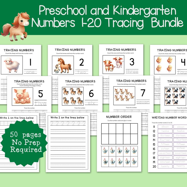 Number Tracing Worksheets Printable, Number Tracing 1-20, Number ...