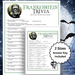 Frankenstein Trivia Game Printable, Frankenstein Trivia Quiz Printable ...