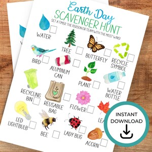 Nature Scavenger Hunt, Earth Day Outdoor Scavenger Hunt Printable ...