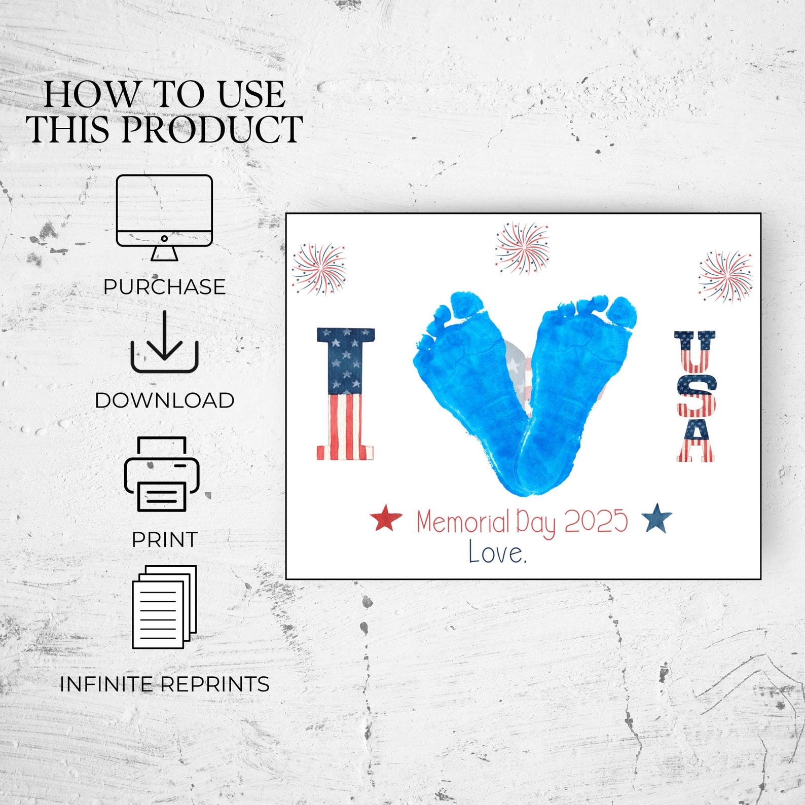 Memorial Day Handprint Art Printable, Memorial Day Footprint Art ...