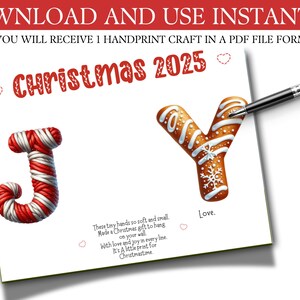 Christmas Handprint Craft Printable, Joy Christmas Handprint Art for ...