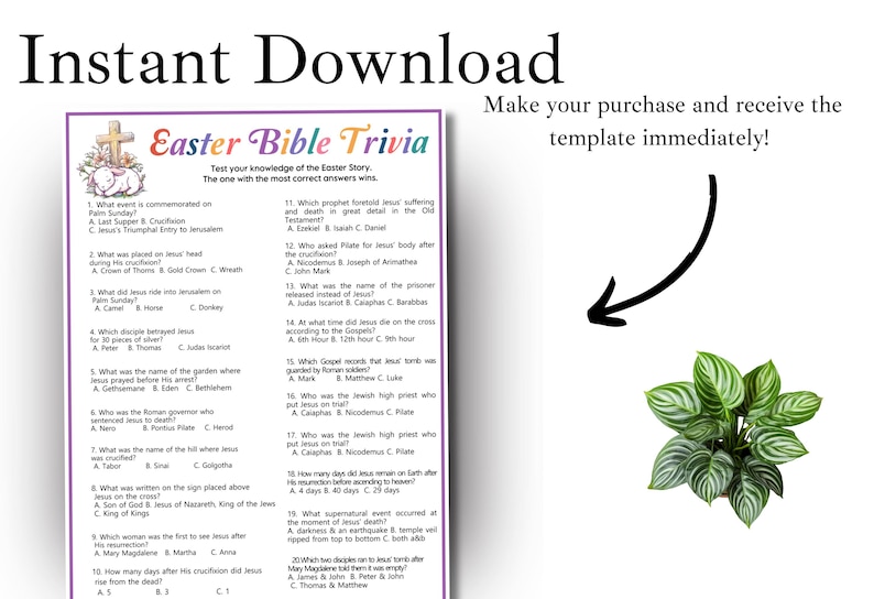 Easter Bible Trivia Game, Christian Easter Quiz, Easter Sunday School ...