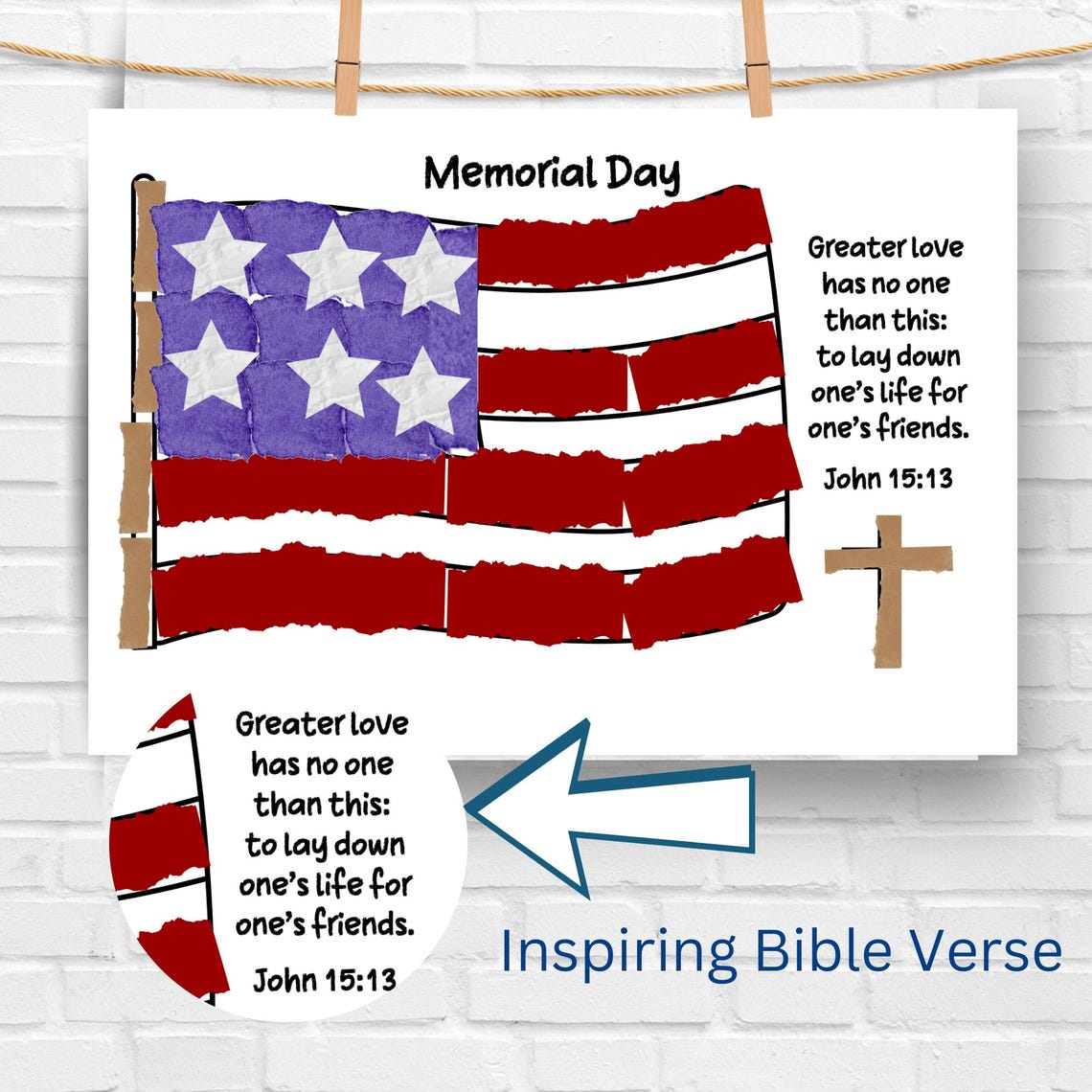 Memorial Day Bible Craft Printable, Easy Vacation Bible School Craft ...