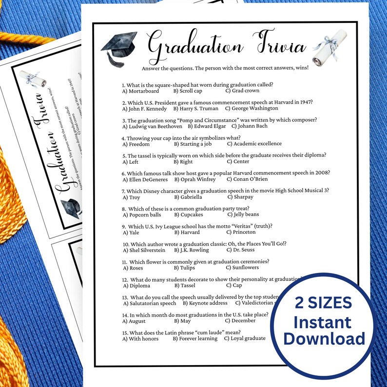2025 Graduation Trivia Game, Graduation Party Game Printable, High ...