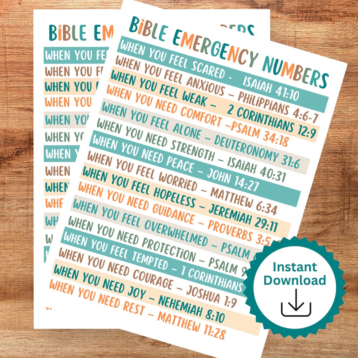 Bible Emergency Numbers Printable, Emergency Bible Numbers, Emergency ...
