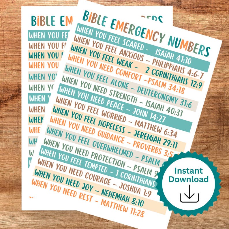 Bible Emergency Numbers Printable, Emergency Bible Numbers, Emergency ...