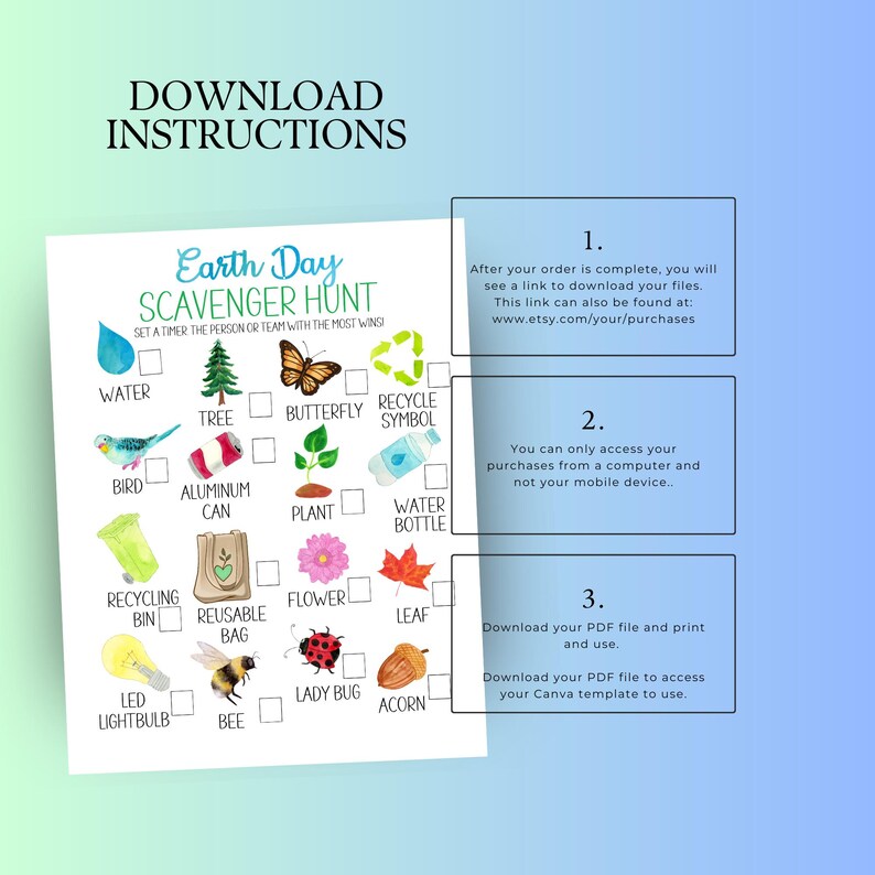 Nature Scavenger Hunt, Earth Day Outdoor Scavenger Hunt Printable ...