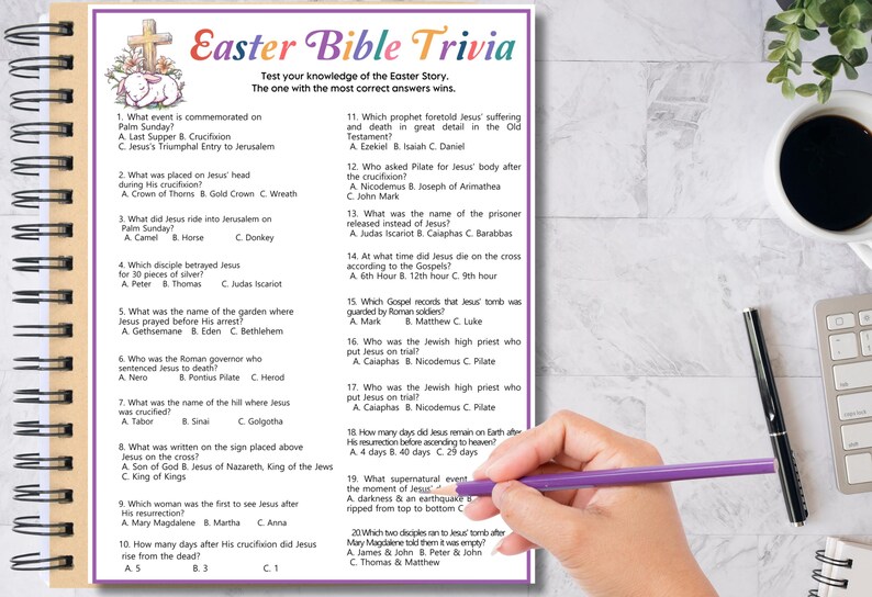 Easter Bible Trivia Game, Christian Easter Quiz, Easter Sunday School ...