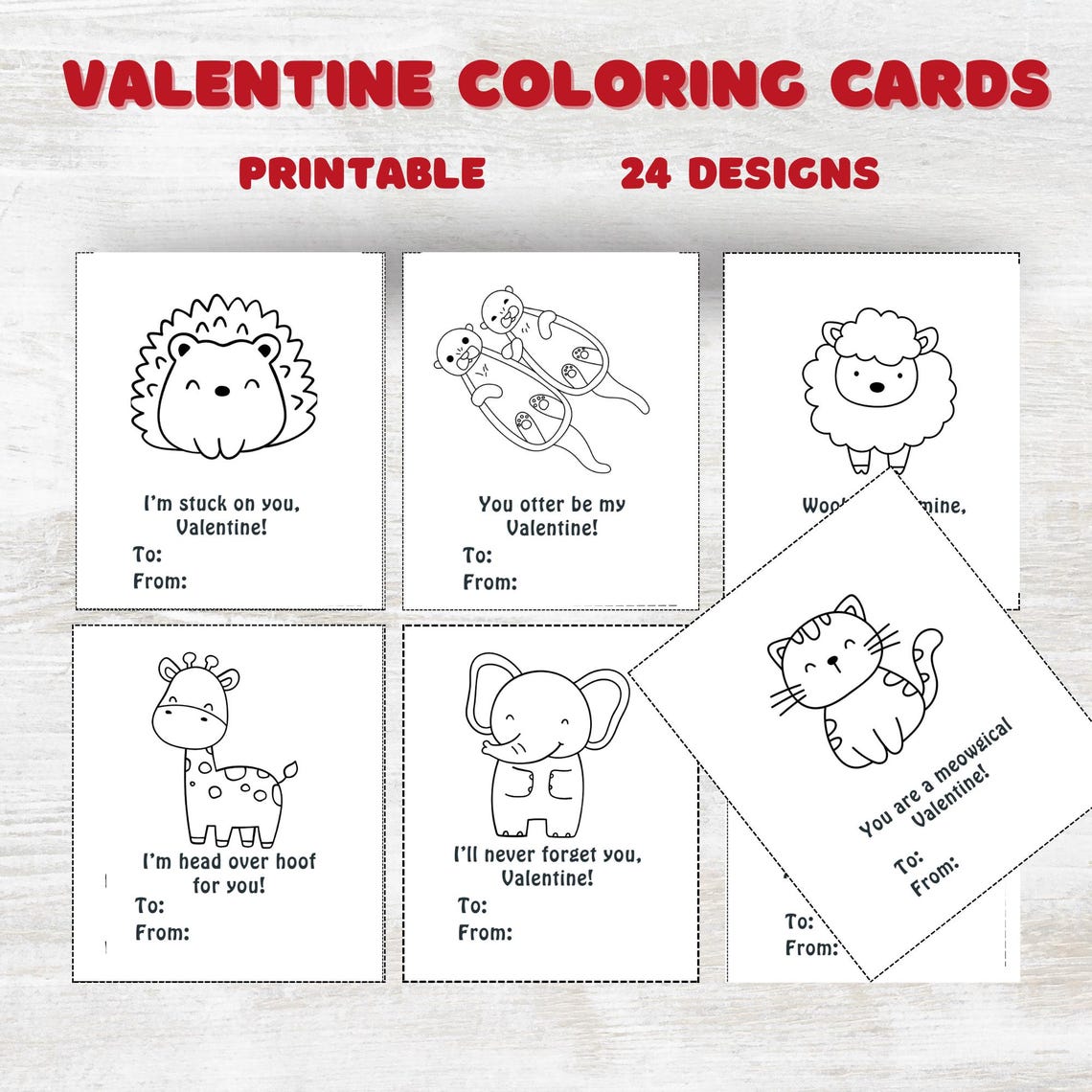 Valentine Coloring Cards, Printable Valentine's Day Cards, Kids ...