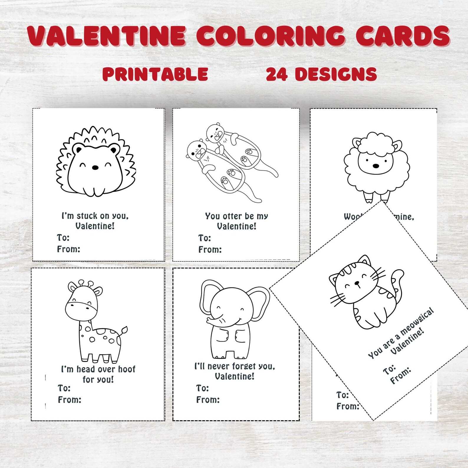 Valentine Coloring Cards, Printable Valentine's Day Cards, Kids ...