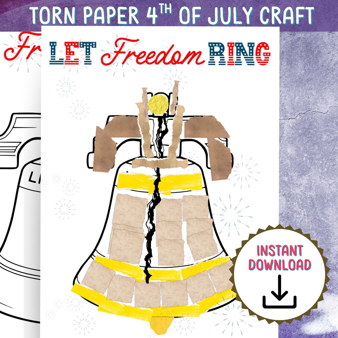4th of July Torn Paper Craft Printable, Easy 4th of July Craft for ...