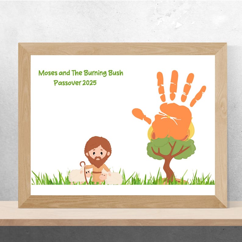 Passover Handprint Craft Printable, Moses and the Burning Bush ...