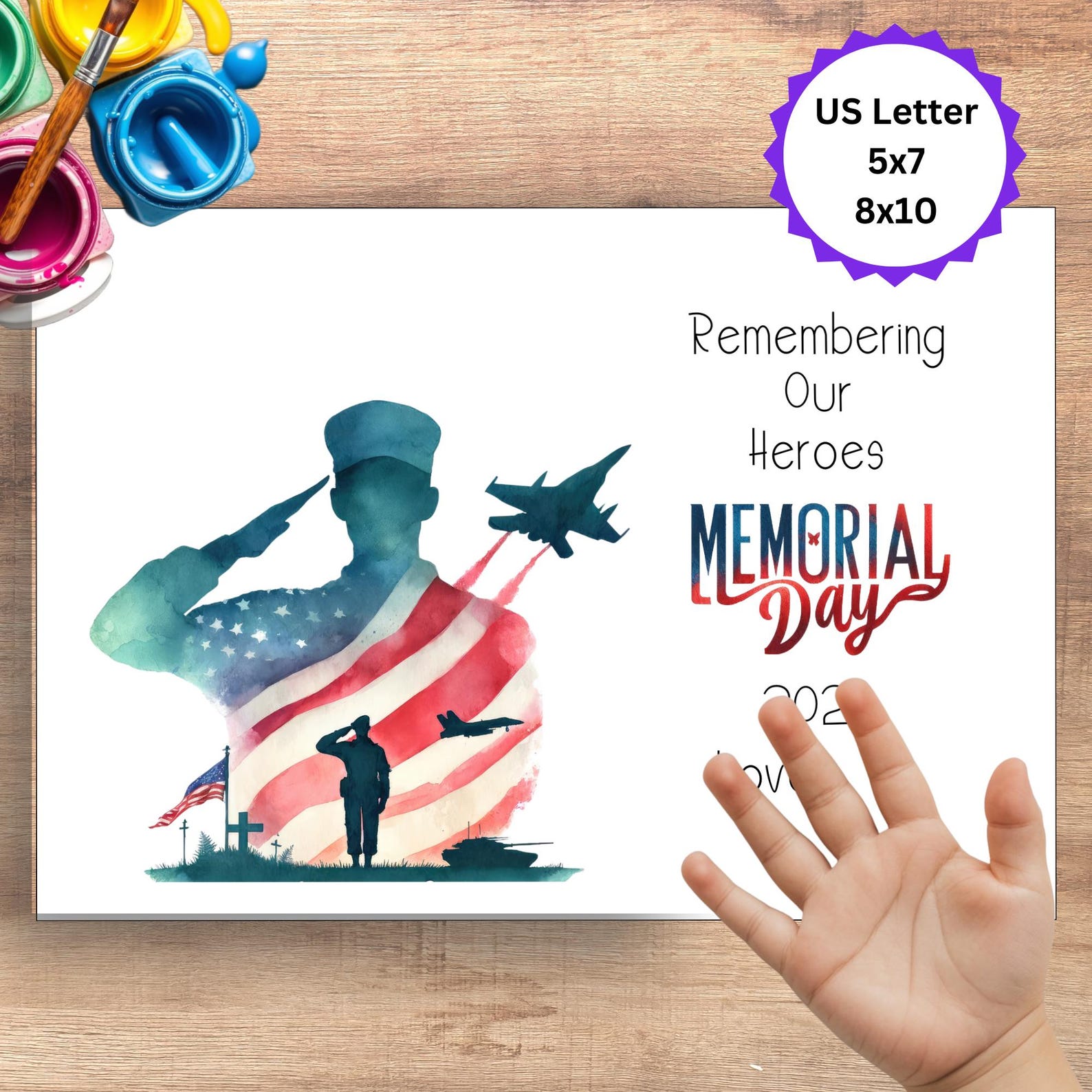Memorial Day Handprint Craft Printable, Memorial Day Remember Our ...