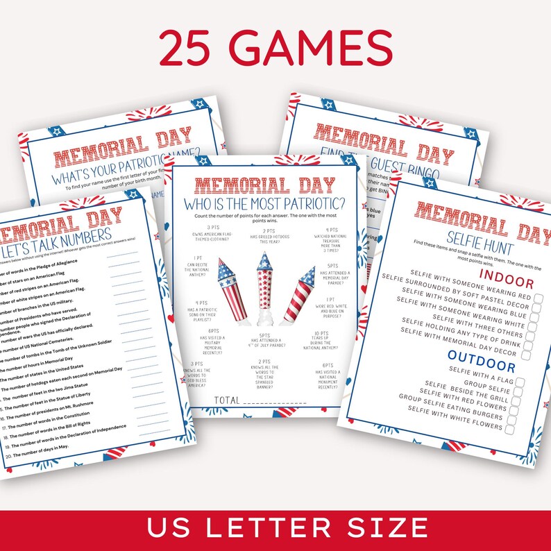 Memorial Day Game Bundle, Mega Memorial Day Games for the Office ...
