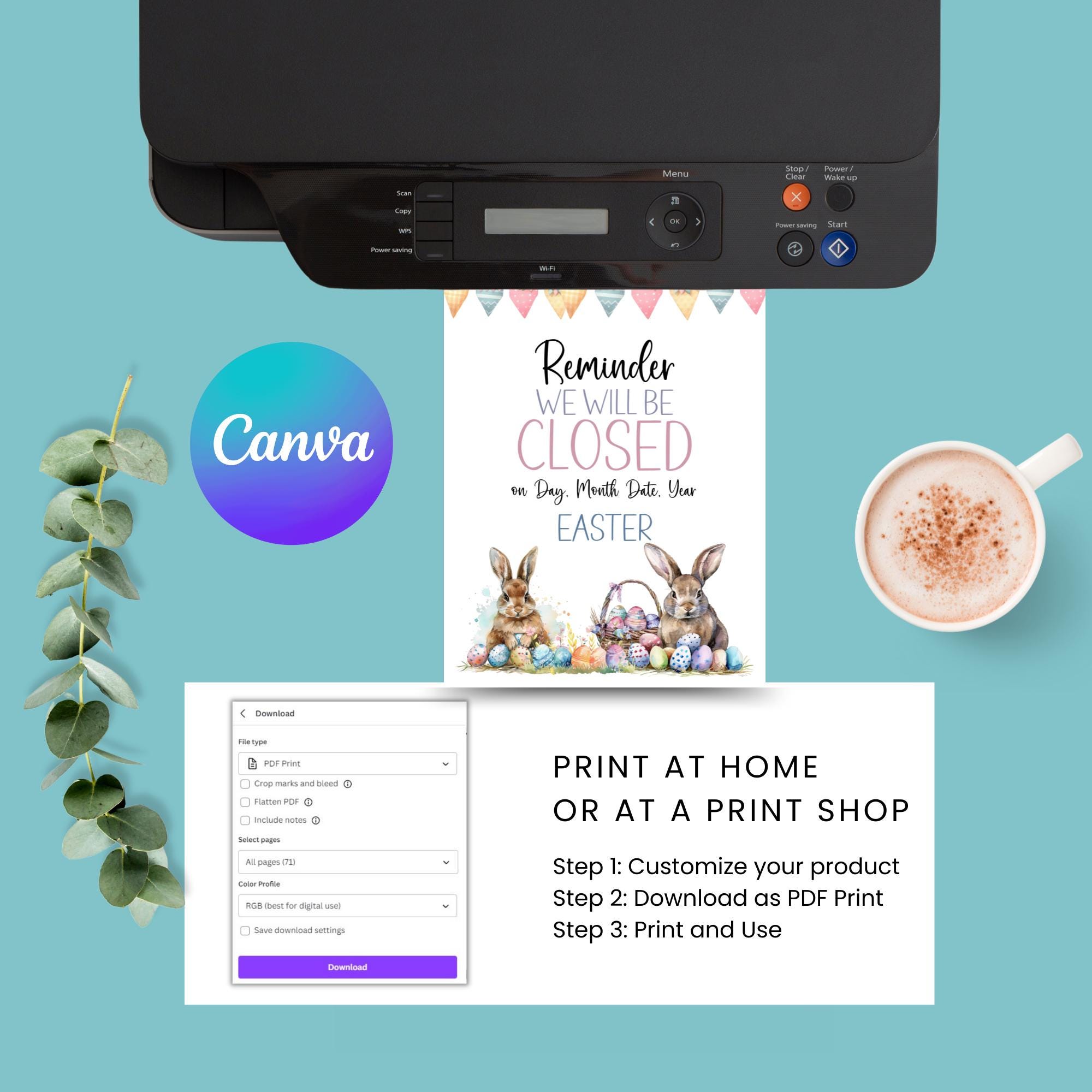 Editable Closed for Easter Business Sign, Printable Closed for Easter ...