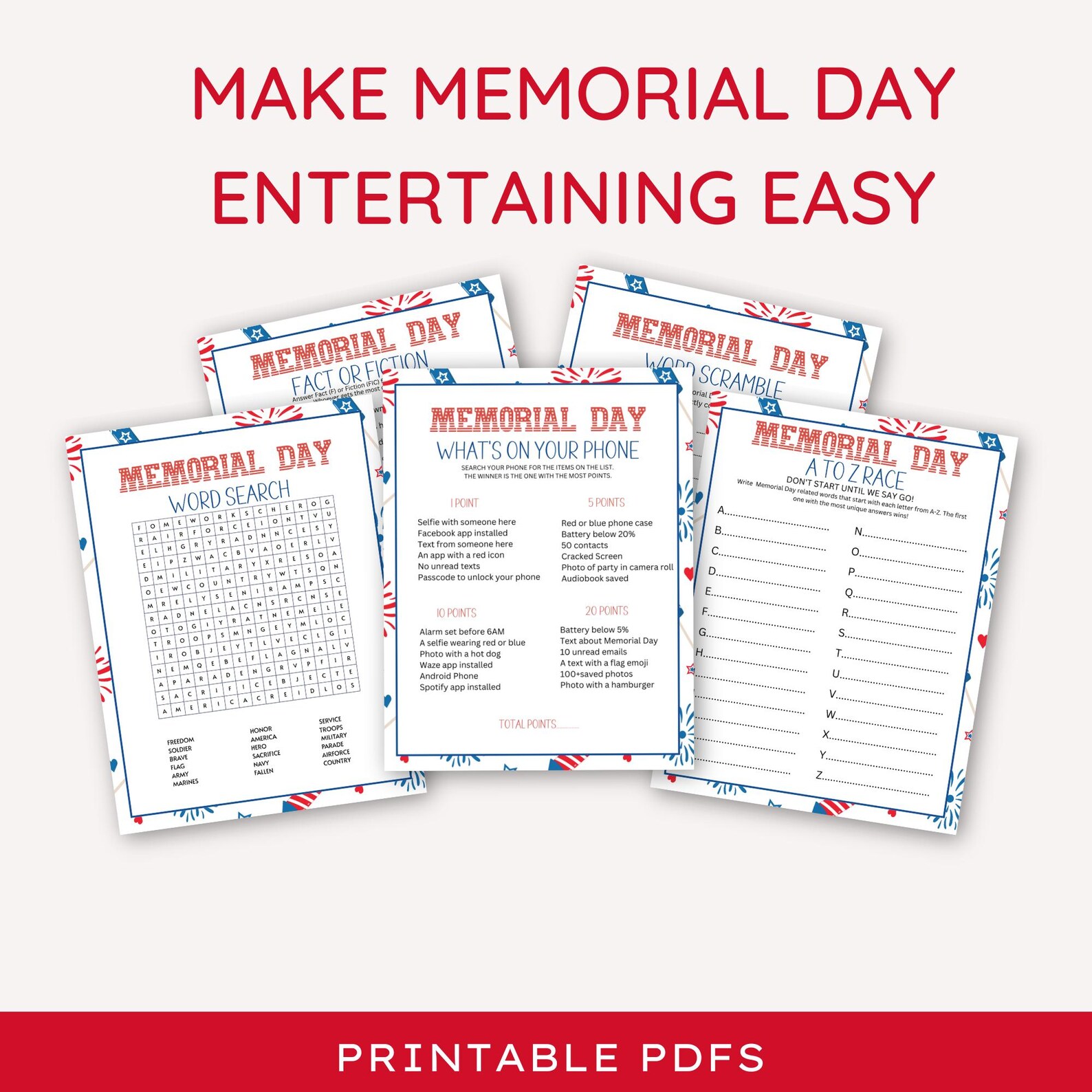 Memorial Day Game Bundle, Mega Memorial Day Games for the Office ...