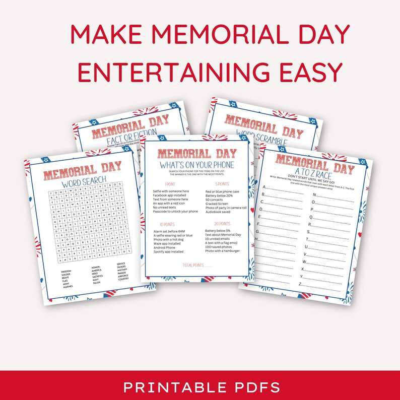 Memorial Day Game Bundle, Mega Memorial Day Games for the Office ...