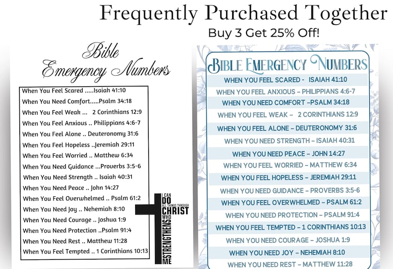Bible Emergency Numbers Printable, Emergency Bible Verse Card ...