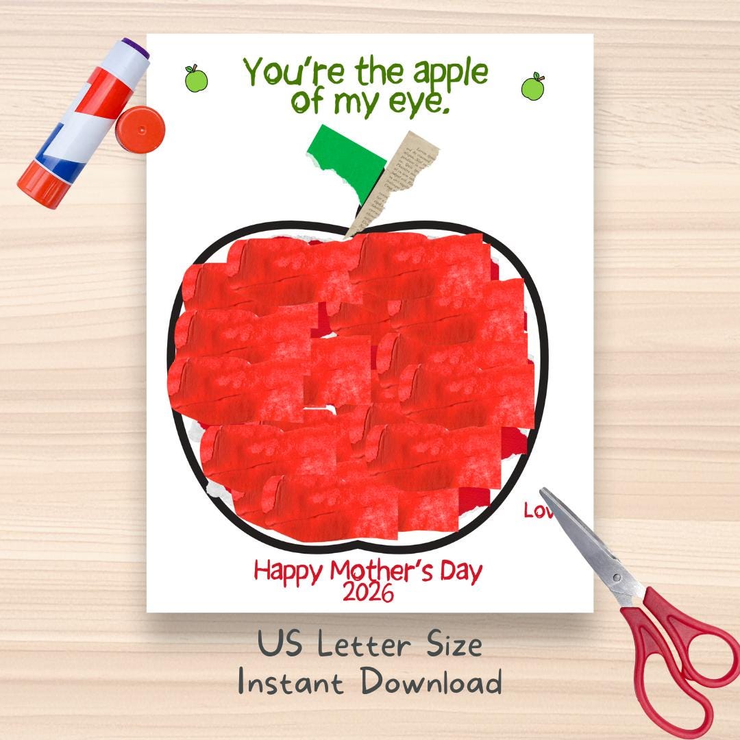 Mother's Day Torn Paper Craft Printable, Easy Mother's Day Craft for ...