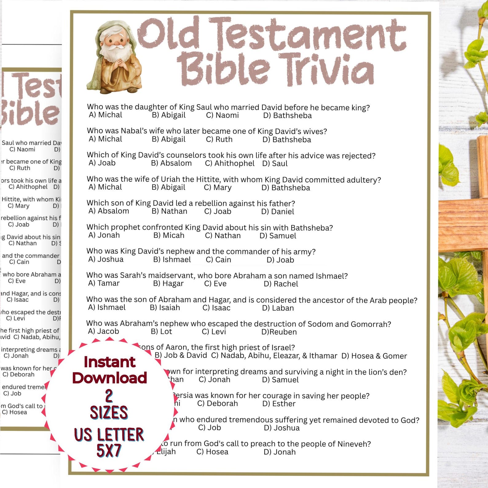 Old Testament Bible Trivia Game: Christian Study, Sunday School ...
