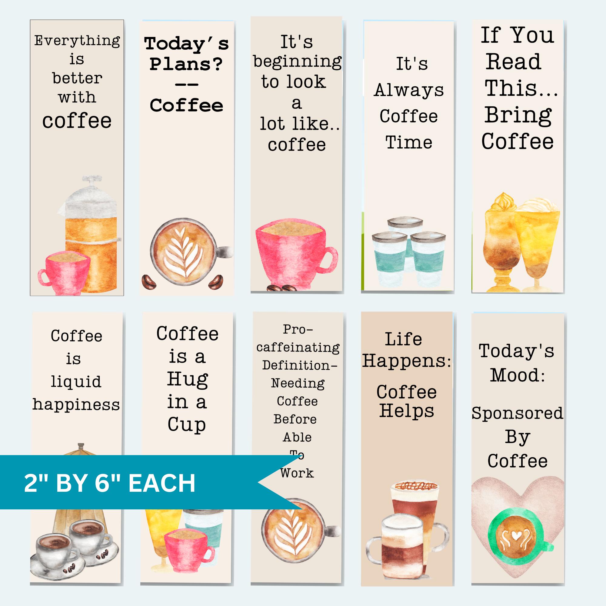 20 Coffee Bookmarks Printable, Funny Quotes Bookmark Set, Bookmarks for ...