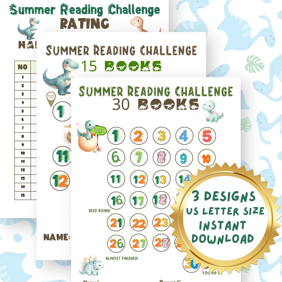 Dinosaur Summer Reading Tracker: Kids Reading Log (PDF Printable) - Etsy