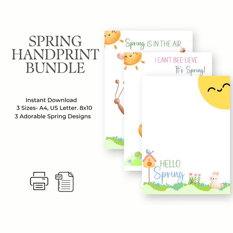 3 Spring Handprint Craft Printables, Spring Handprint Art for ...